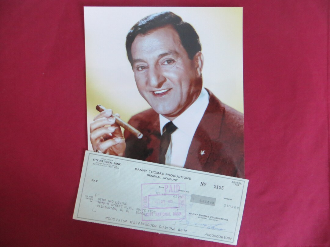 1973 Signed Check Danny Thomas Color Photo Actor Comedian St Judes Art ...