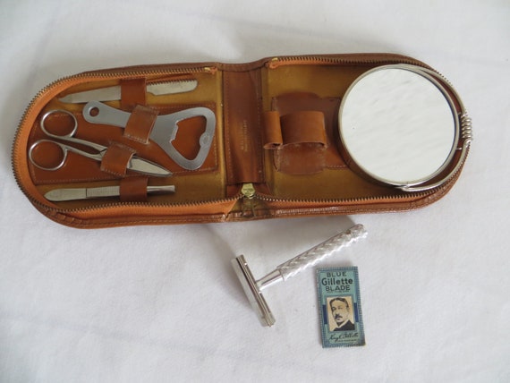Vintage Gillette Safety Razor Set With Leather Case Made in | Etsy