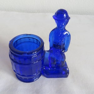 Vintage Cobalt Blue Glass Toothpick Holder Charlie Chaplin Collectible ...
