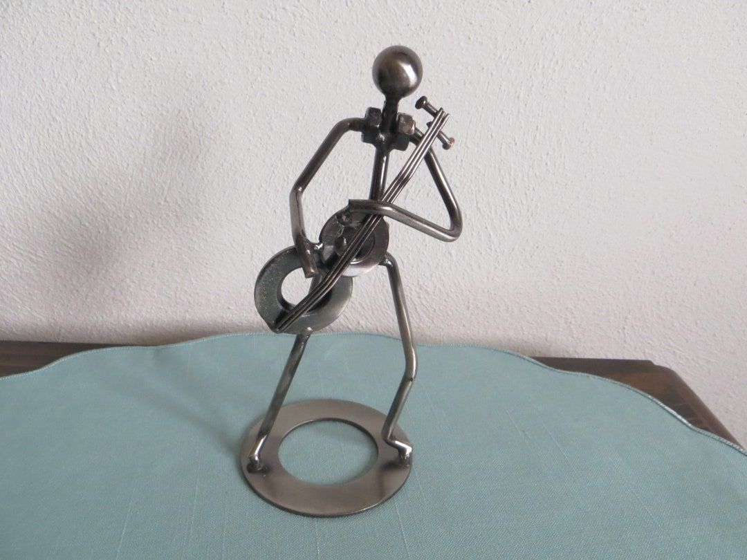 Nut and Bolt Figurine Guitar Man Woman Musician Playing Guitar Metal ...