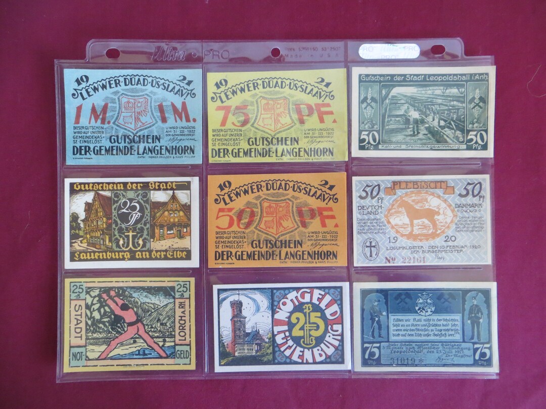 Antique Nine German Paper Money Currency Emergency Banknotes Notgeld ...