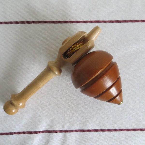 Wood Spinning Top With String - Etsy