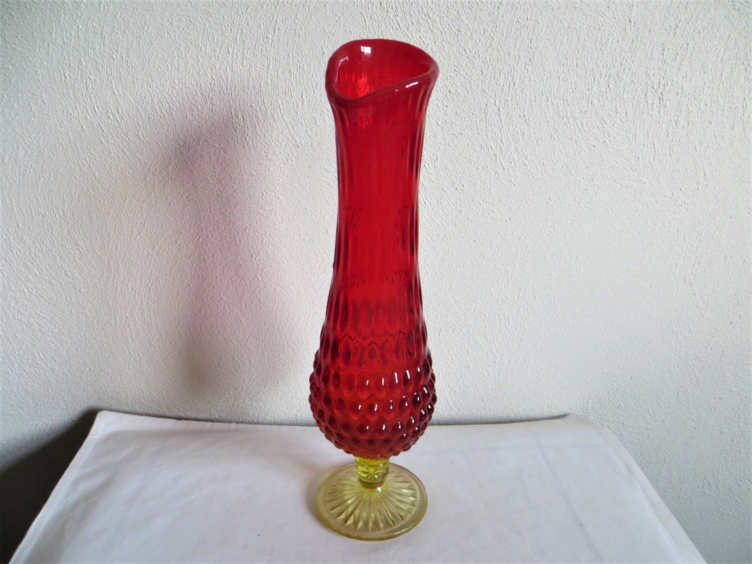Viking Glass Vase Footed Red Home and Living Home Decor Vases G2519 - Etsy