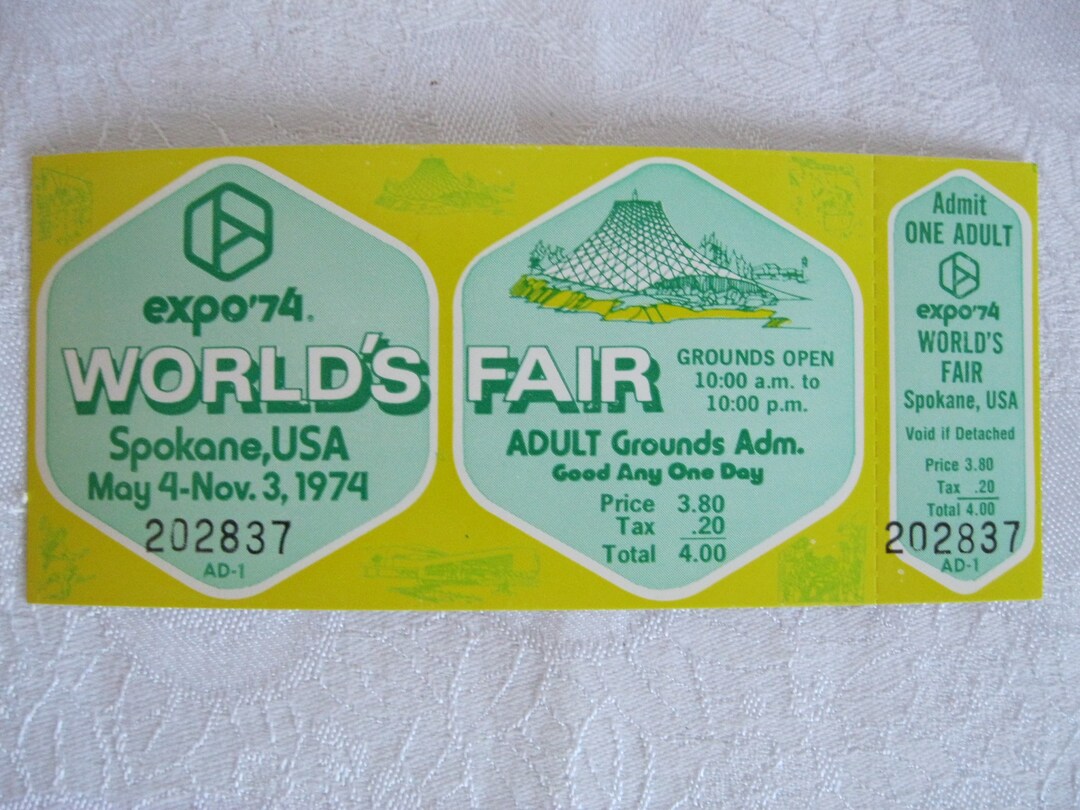 1974 ONE Adult Worlds Fair Ticket and Stub Spokane Washington K765 - Etsy