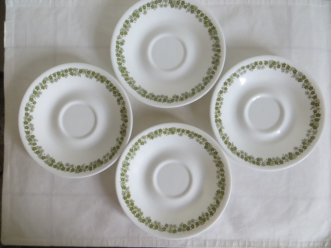 Four Corelle Corning Saucers Plates Spring Blossom Crazy Daisy White ...