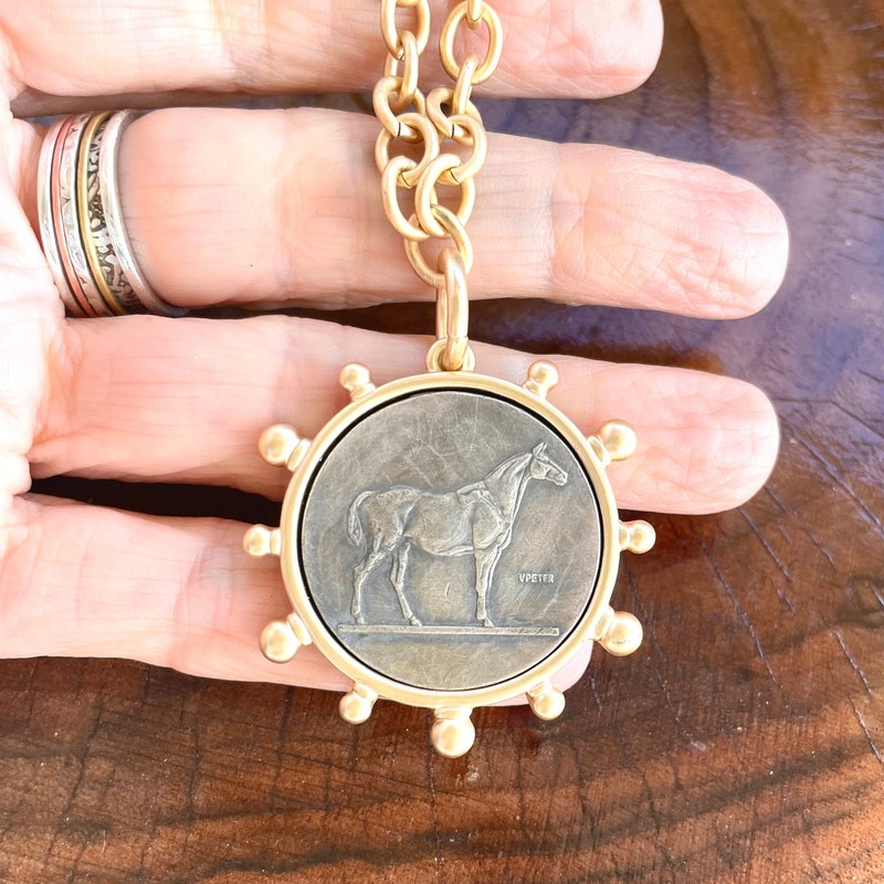 Pendant Golden Horse - Etsy