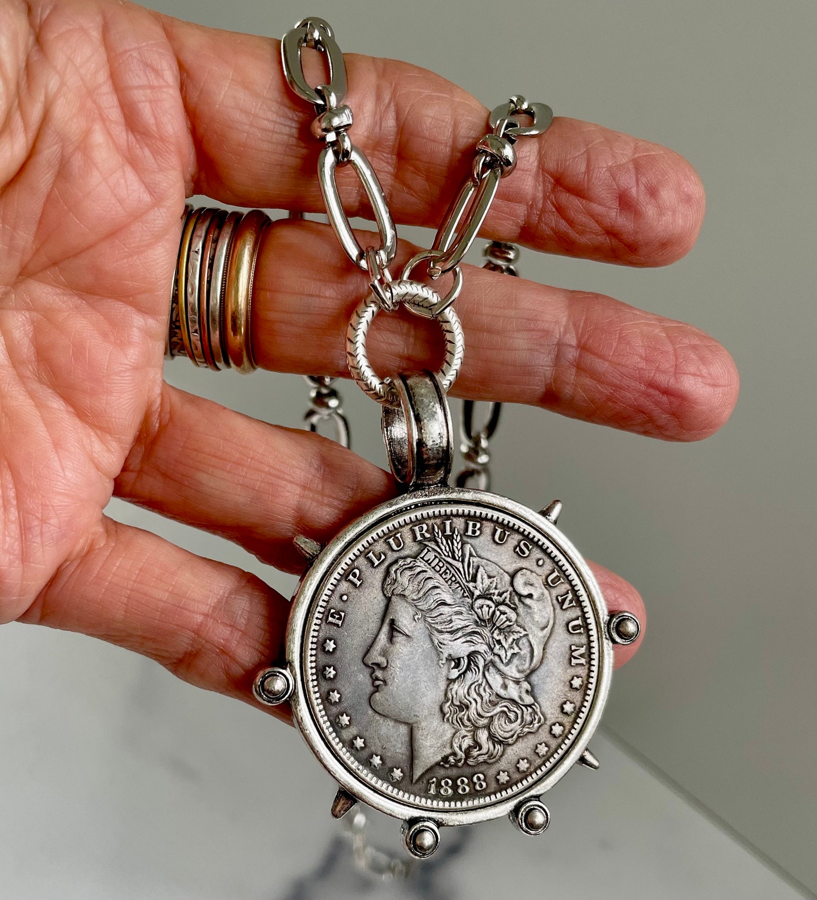 Coin Necklace, Silver Dollar Necklace, Vintage Coin Necklace ...