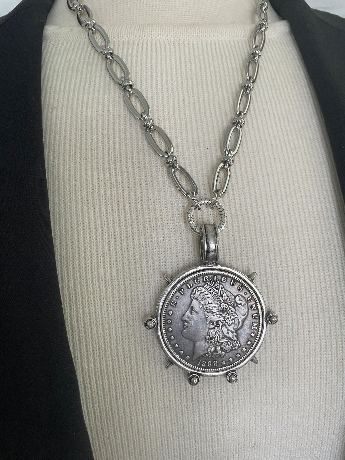 Coin Necklace, Silver Dollar Necklace, Vintage Coin Necklace ...