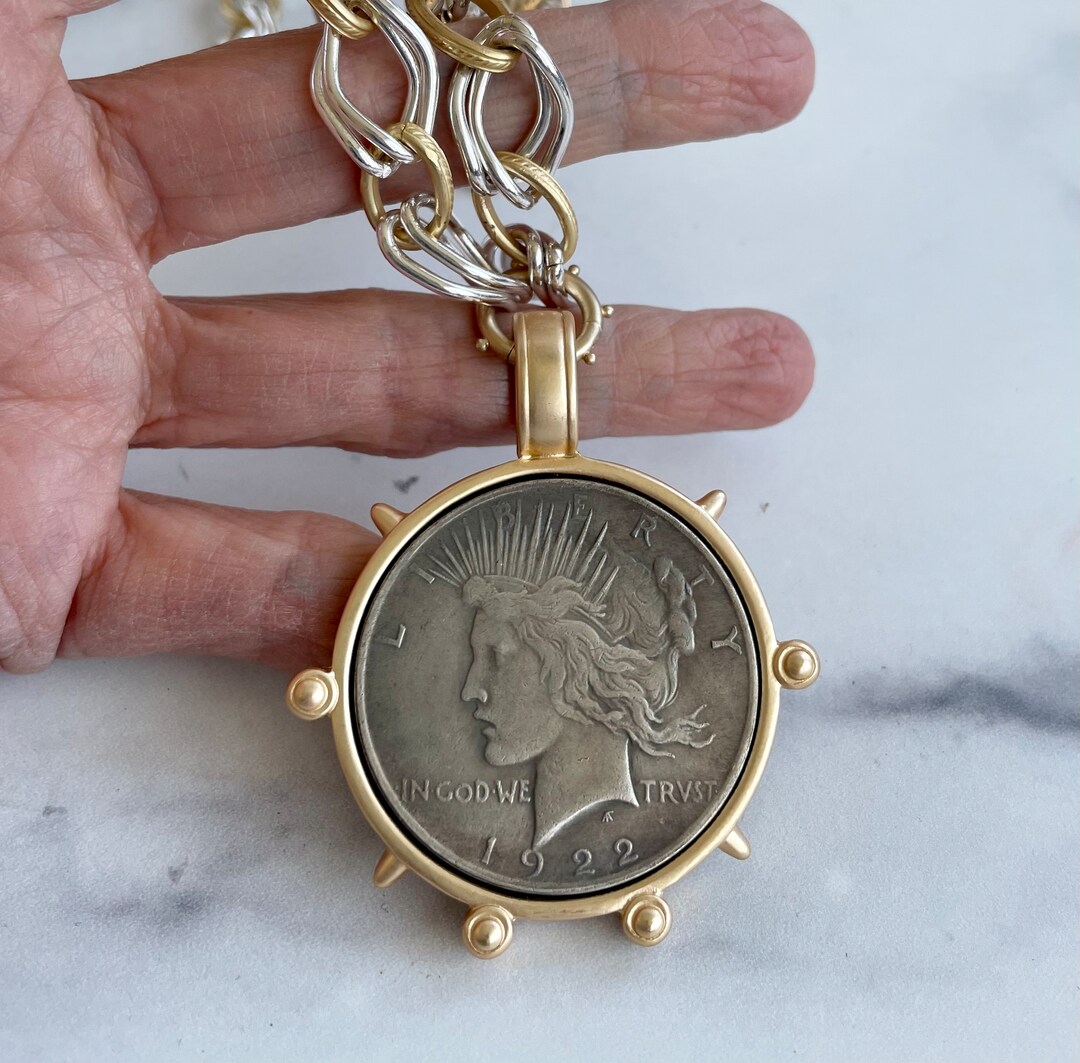 Antique Coin Necklace, Vintage Reproduction Coin Pendant, Coin Pendant ...