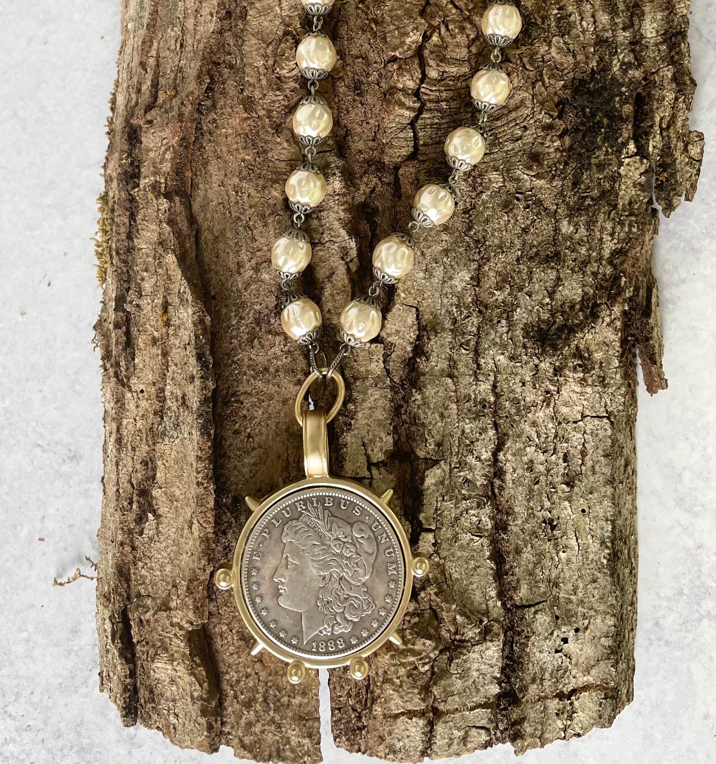 Coin Necklace Vintage Silver Dollar Coin Necklace Coin - Etsy