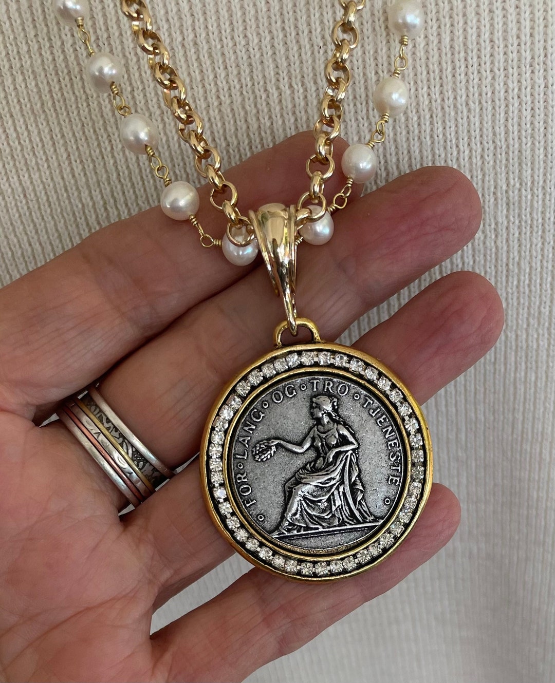 Coin Statement Necklace, Antique Coin Pendant, Coin Necklace With ...