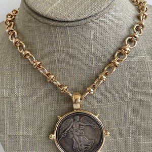 Vintage Coin Reproduction Necklace, Gold Necklace With Coin, Gold Coin ...