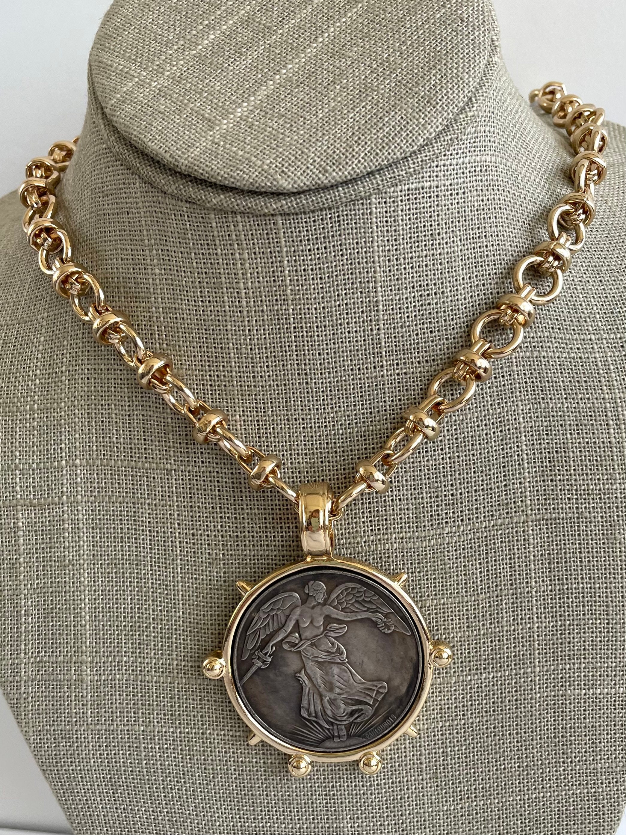 Vintage Coin Reproduction Necklace, Gold Necklace With Coin, Gold Coin ...
