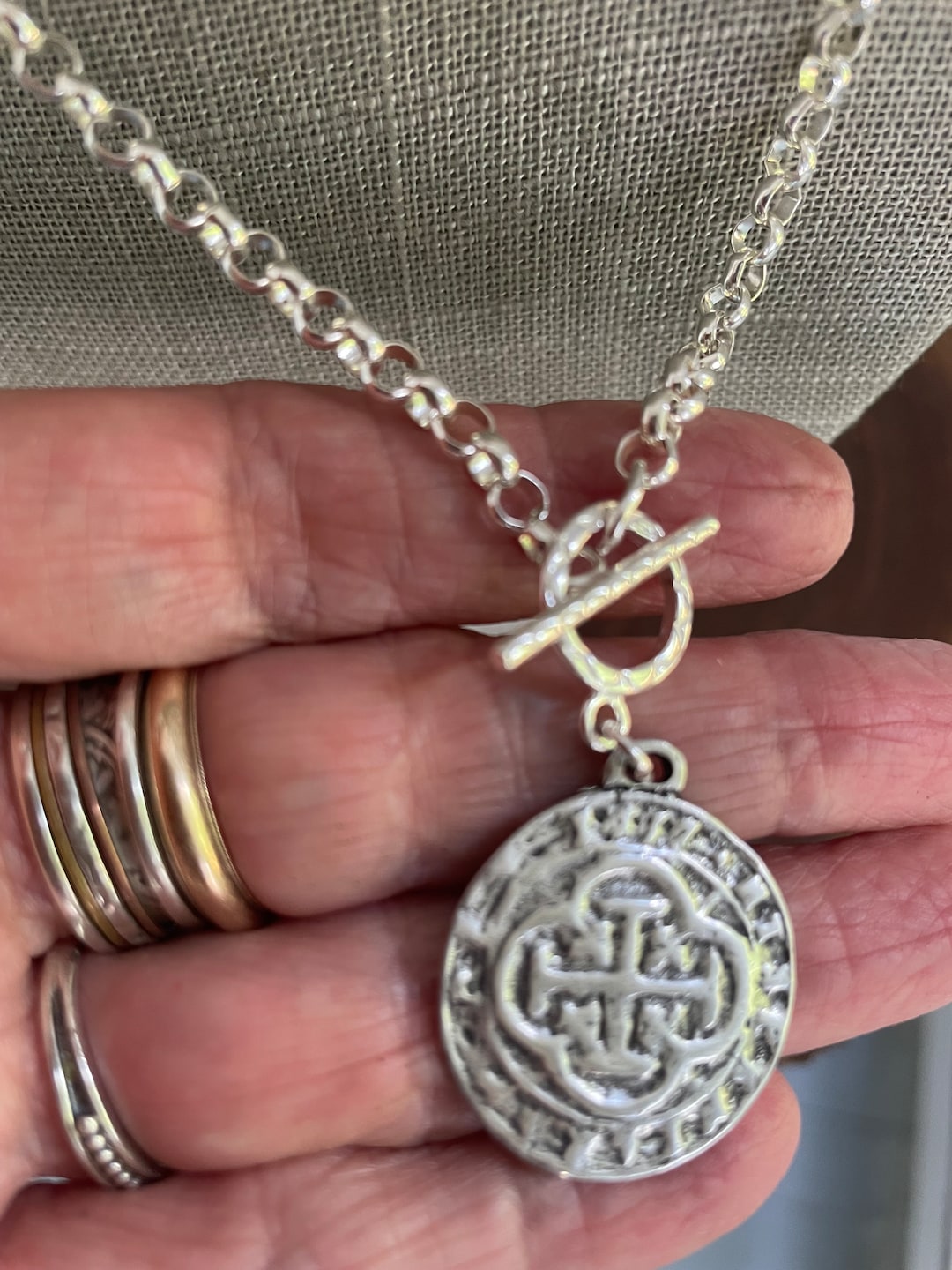 Shipwreck Doubloon Necklace, Pewter Coin, Sterling Silver Toggle - Etsy