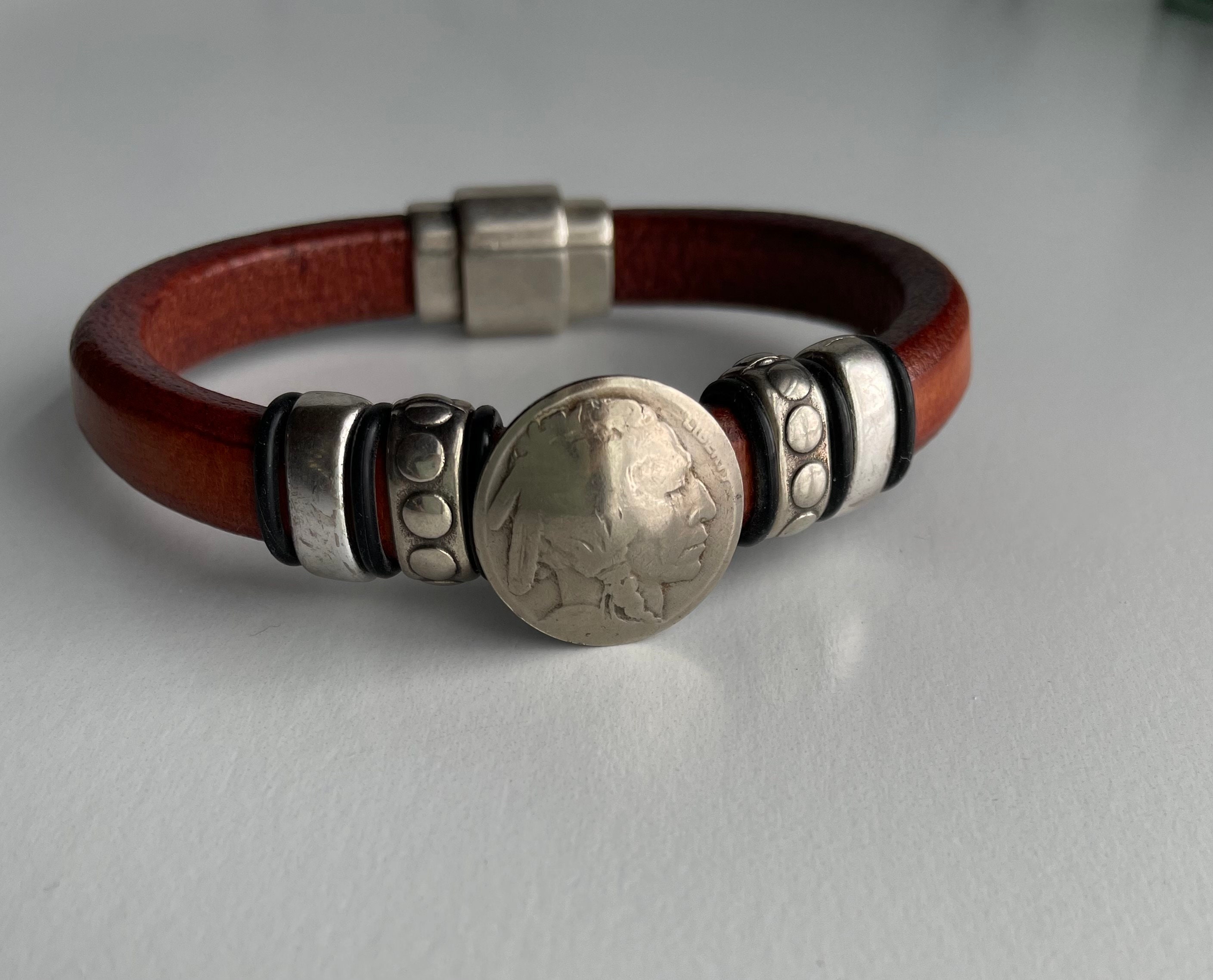 Leather Bracelet Magnetic Leather Bracelet Unisex Leather - Etsy