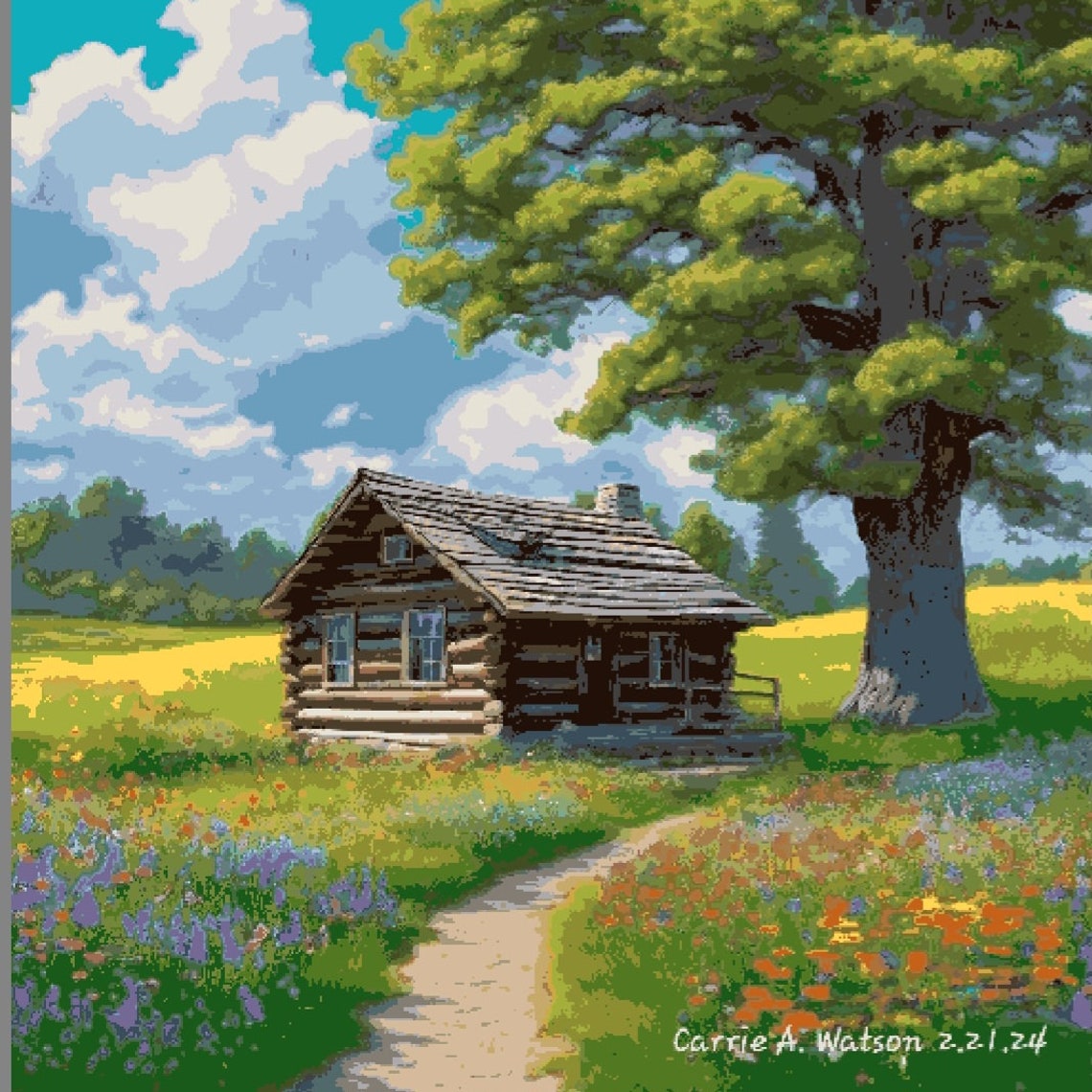 The Log Cabin Cross-stitch Pattern - Etsy