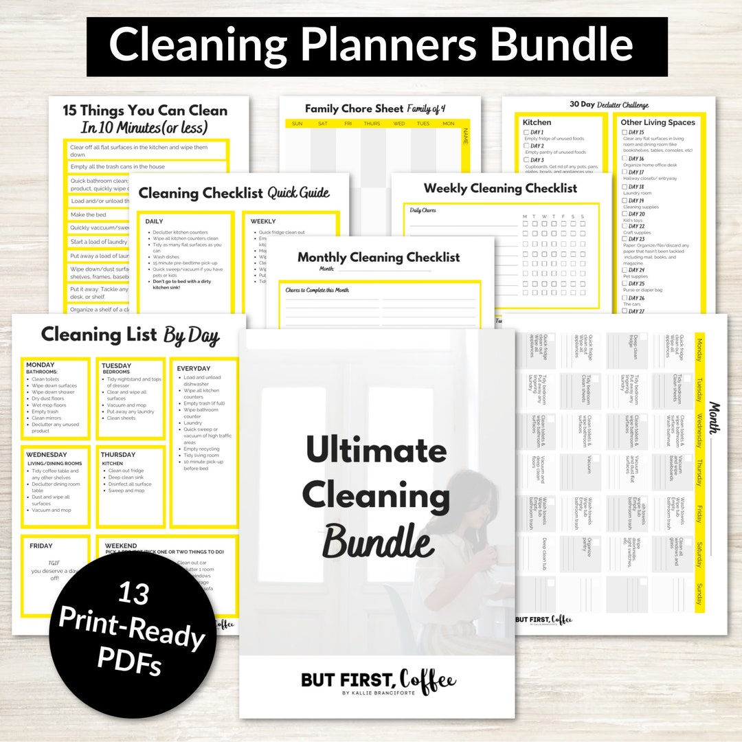 Cleaning Printable Bundle Cleaning Schedules, Weekly Cleaning Checklist ...