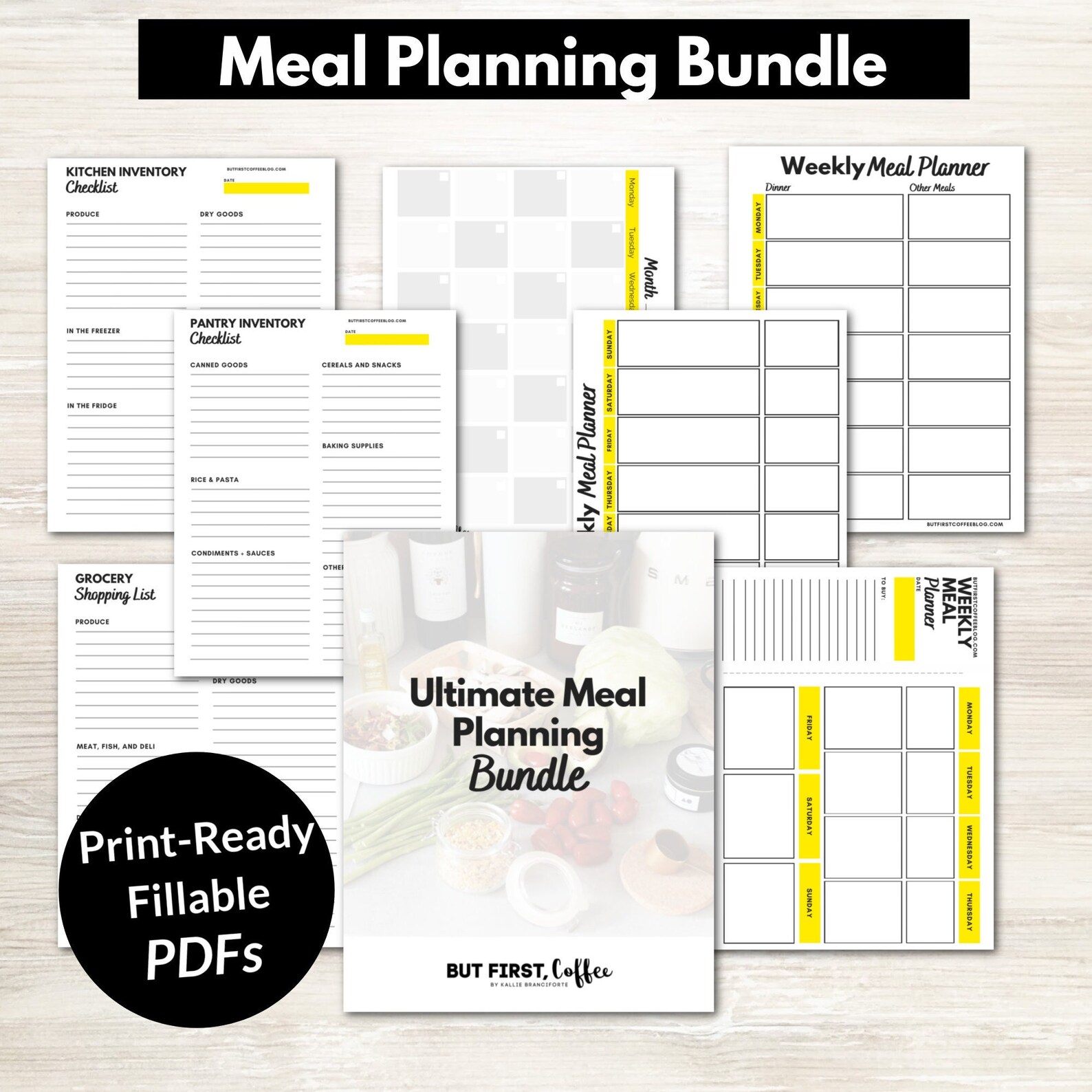 Meal Planning Printable Bundle Weekly Meal Planner Kitchen | Etsy
