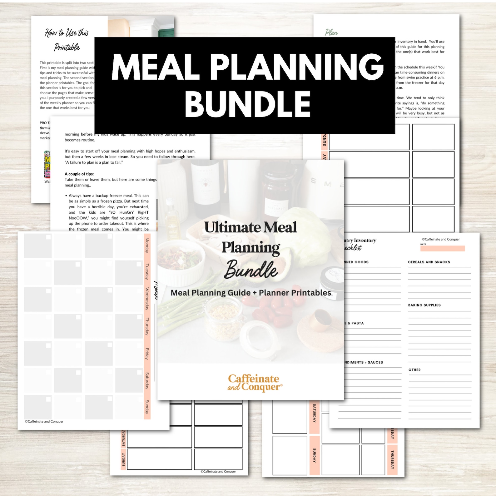 Meal Planning Printable Bundle Weekly Meal Planner & Guide Grocery List ...