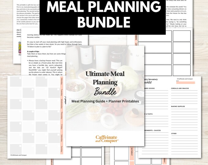 Meal Planning Printable Bundle Weekly Meal Planner & Guide Grocery List ...