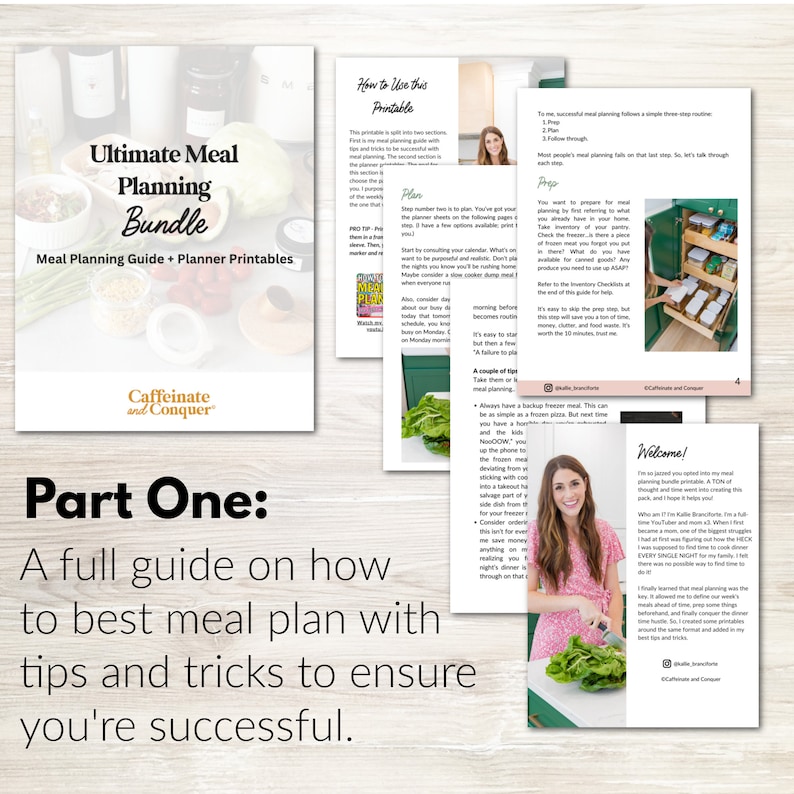 Meal Planning Printable Bundle Weekly Meal Planner & Guide Grocery List ...