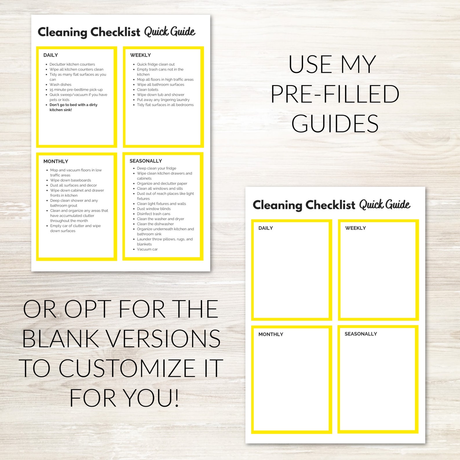 Cleaning Printable Bundle Cleaning Schedules, Weekly Cleaning Checklist ...