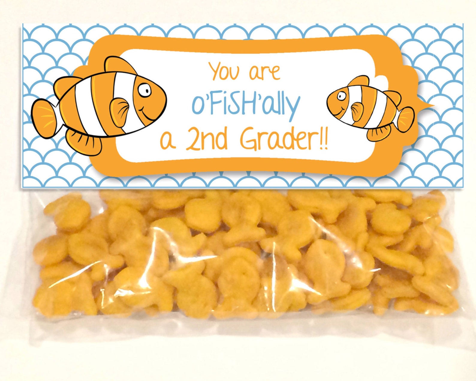 Back to School Goodie Bag/treat Bag Topper - "you Are O-fish-ally a 2nd ...