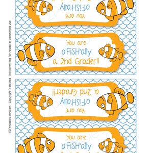 Back to School Goodie Bag/treat Bag Topper - "you Are O-fish-ally a 2nd ...