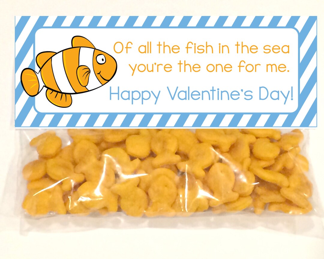 Printable Valentine's Day Goodie Bag/treat Bag Topper of All the Fish ...
