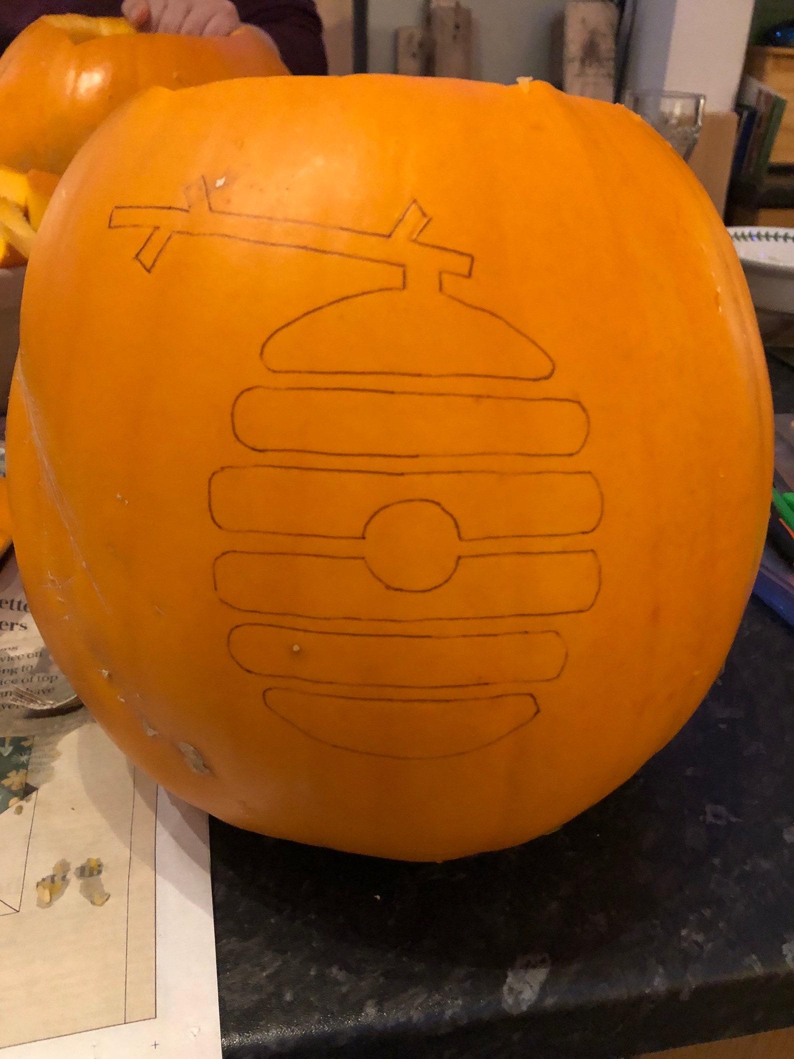 Printable Pumpkin Stencil for Carving - Honey Bee and Beehive - Fun ...