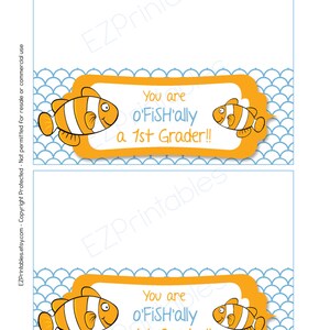 Back to School Goodie Bag/treat Bag Topper - "you Are O-fish-ally a 1st ...