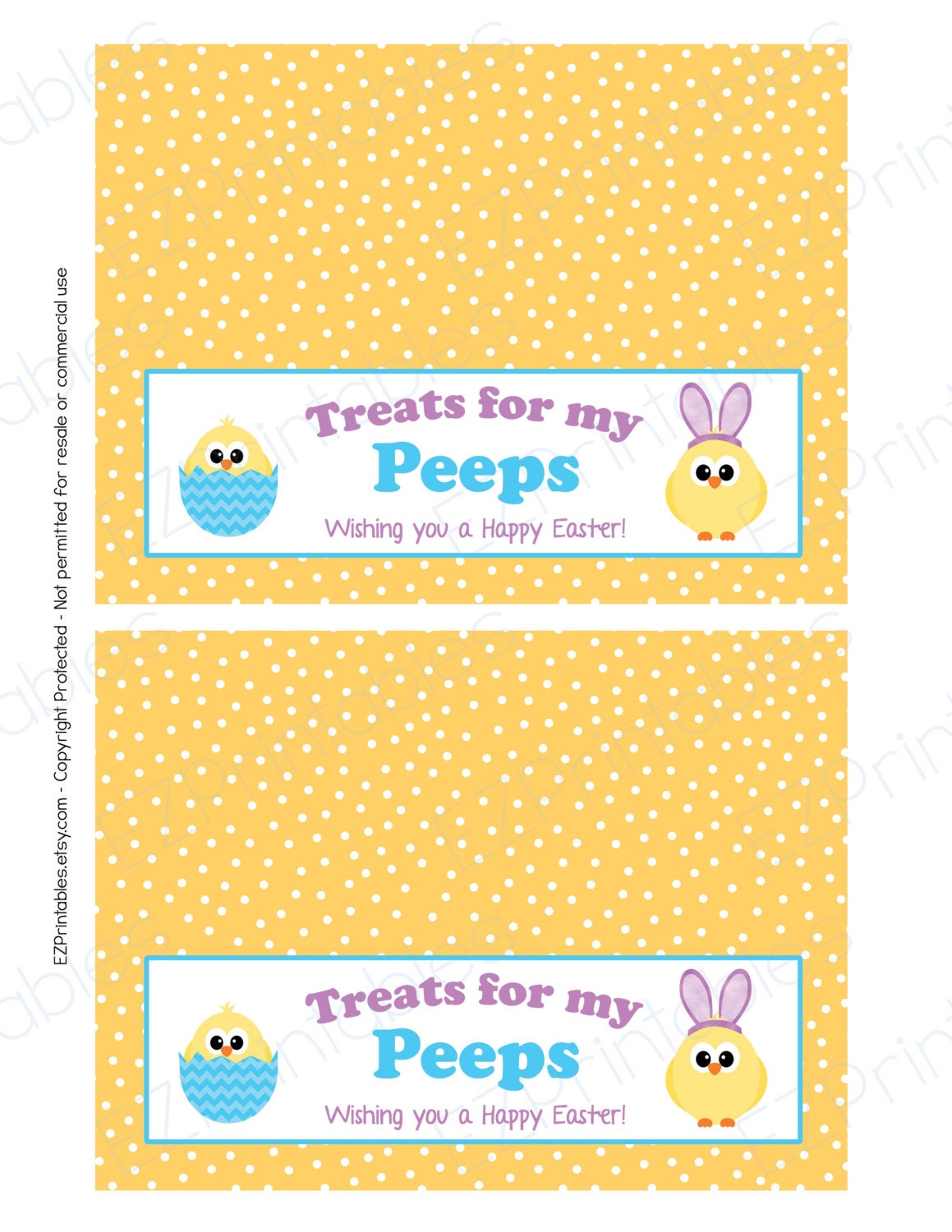 Treats for My Peeps PRINTABLE Easter Treat Bag Goodie Bag | Etsy