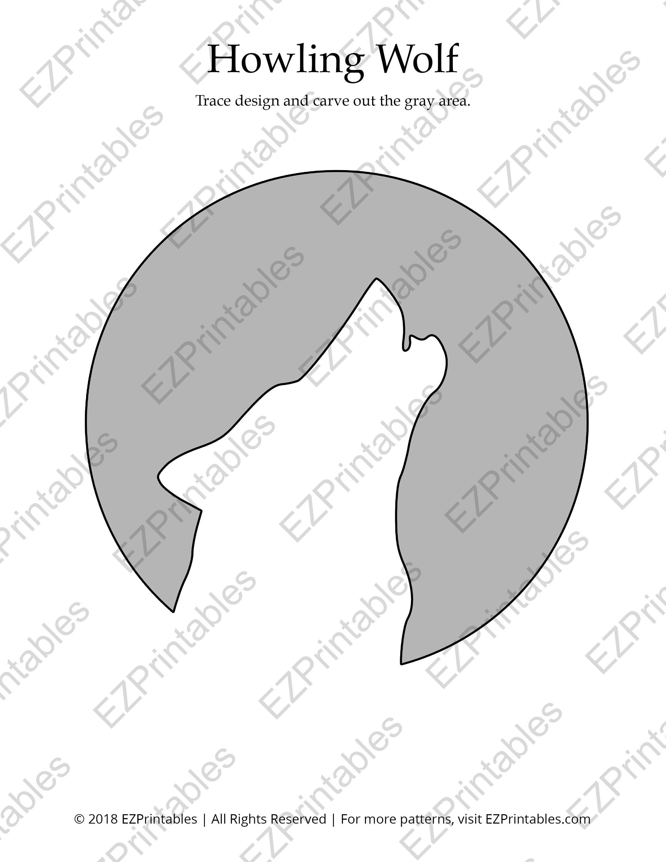Printable Pumpkin Stencil for Carving - Howling Wolf Silhouette - Fun ...