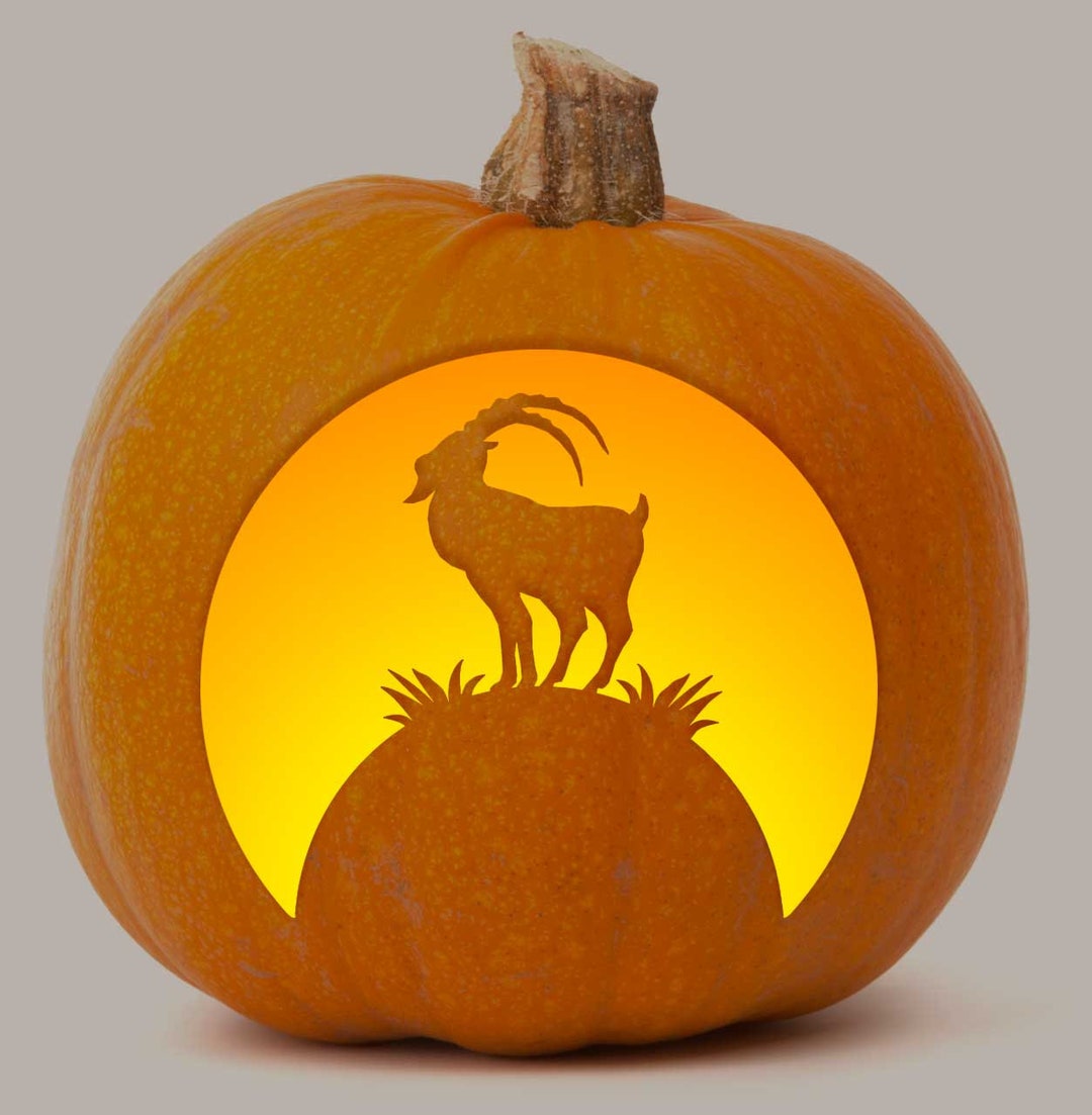 Printable Pumpkin Stencil for Carving - Goat King of the Hill ...