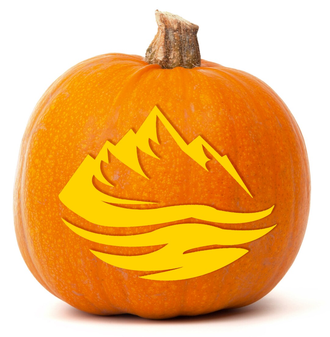 Printable Pumpkin Stencil for Carving - Mountain and River Silhouette ...