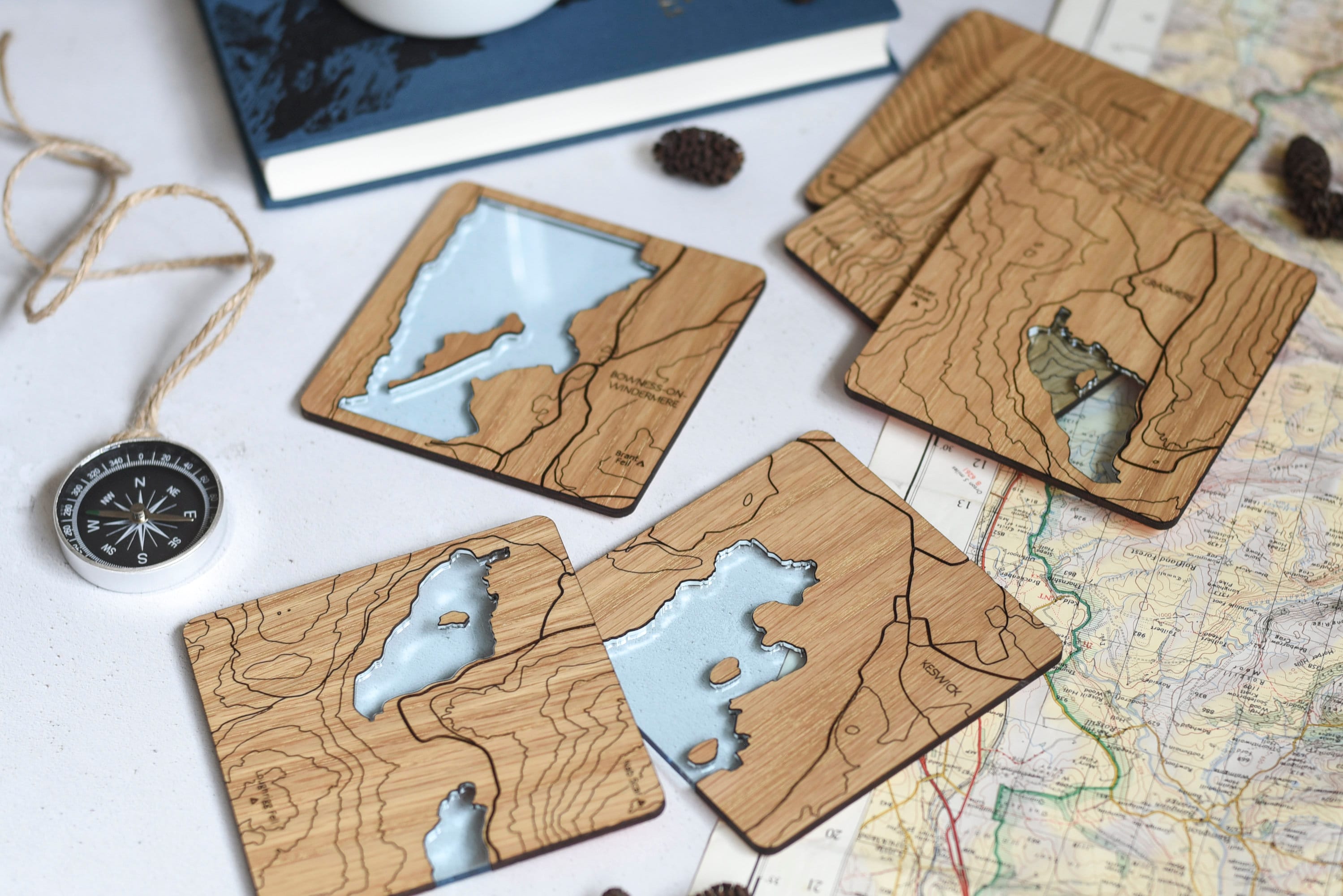 Lake District Coasters: Laser Etched Maps on Oak a Gift for - Etsy UK