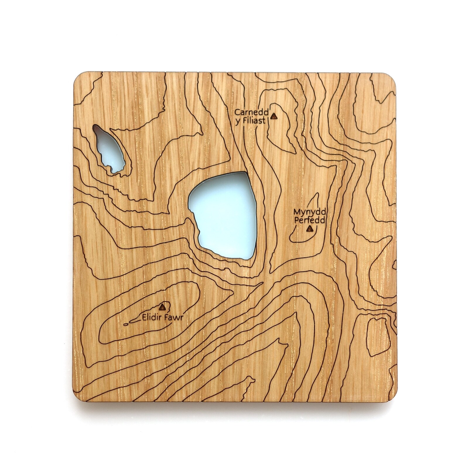 Wales, Snowdonia Coasters: Laser Etched Maps on Oak, a Gift for Walkers ...