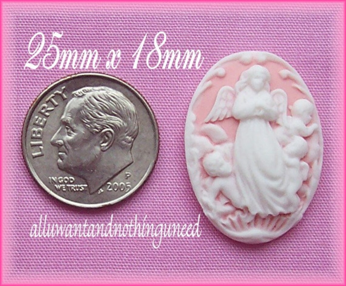 6 Christian Religious ROCOCO GUARDIAN ANGEL and 4 Cherubs Cameos 25mm X ...