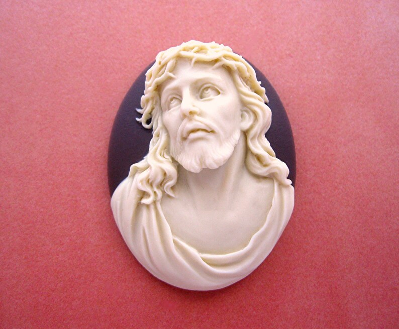 2 Christian Religious Ivory on DARK Coffee Brown Jesus Christ | Etsy