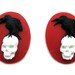 6 Goth Black on Blood Red Crow Raven on Human Skull Blackbird Black ...