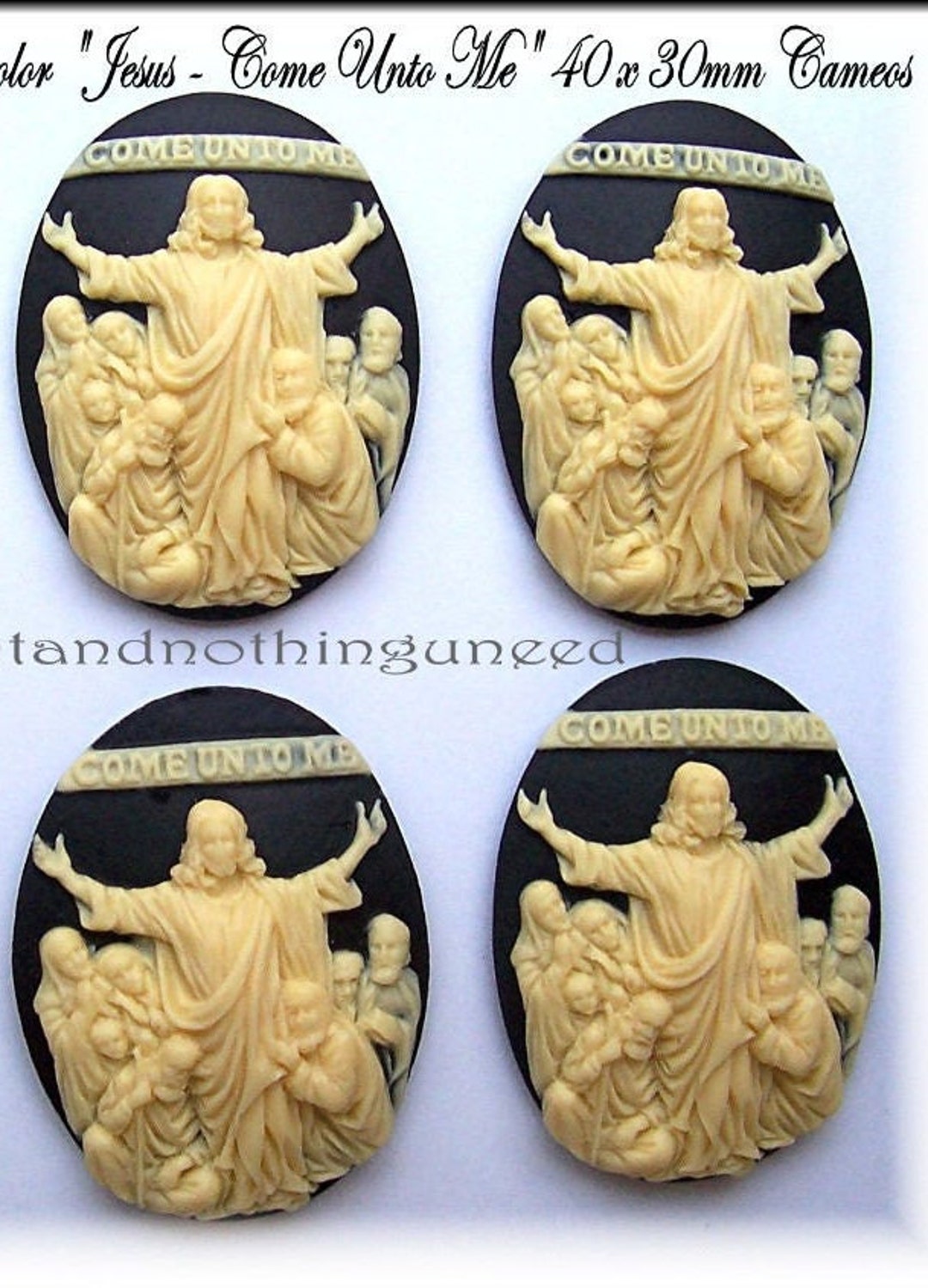 4 Christian Religious Ivory Color on Black Background Jesus Christ Come ...