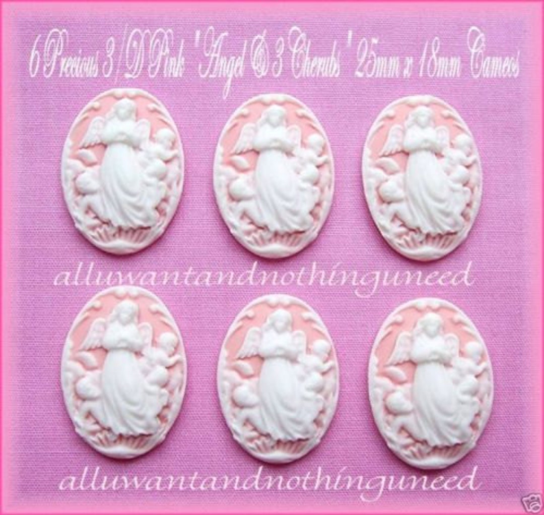 6 Christian Religious ROCOCO GUARDIAN ANGEL and 4 Cherubs Cameos 25mm X ...