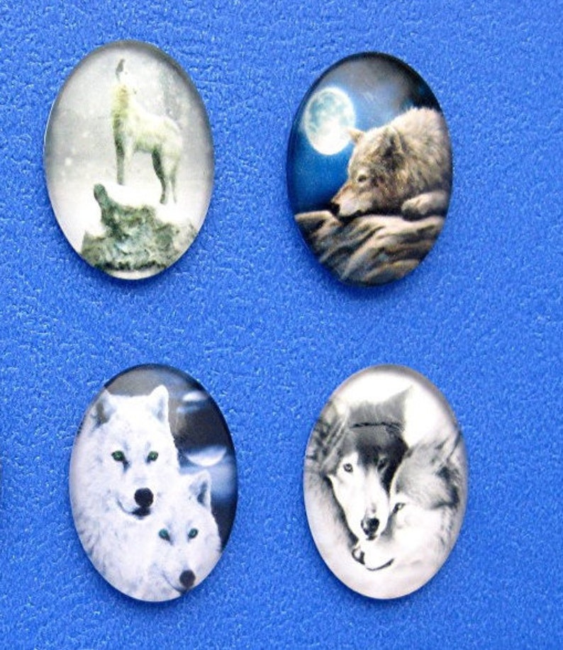 12 Different Glass 3-D Wolf Wolves Wolfpack Cameos 25mm X 18mm X 6mm ...
