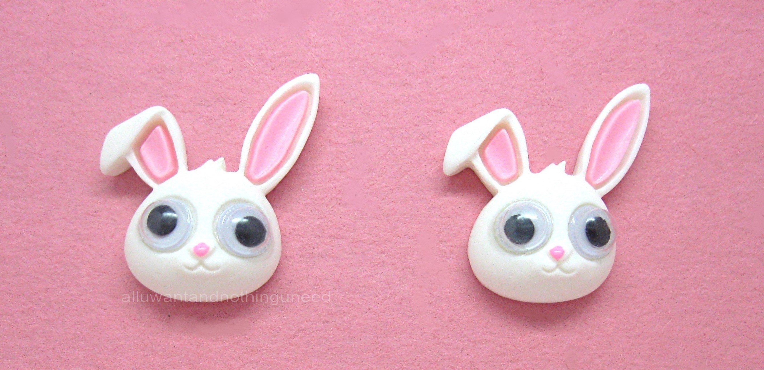 4 Resin EASTER BUNNY RABBIT Resin Figures w/ Wiggly Eyes 29mm | Etsy