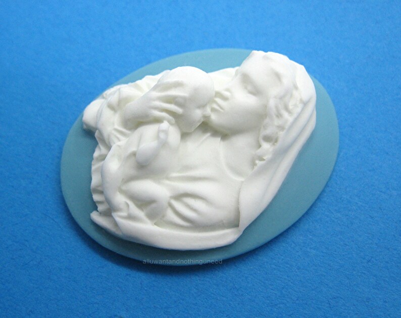 4 White on Baby Blue Christian Religious MOTHER Kissing Baby - Etsy