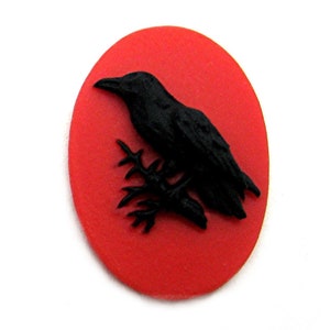 3 Matching Pairs Black on Blood Red Crow Raven Blackbird Black Bird ...