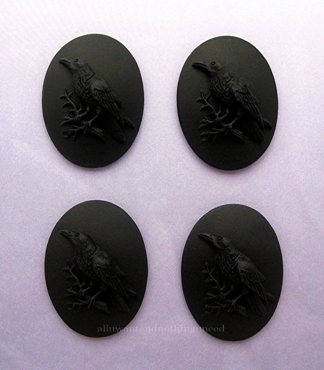 4 Gothic Crow Raven Blackbird Black Bird Witch Wiccan Halloween Goth ...