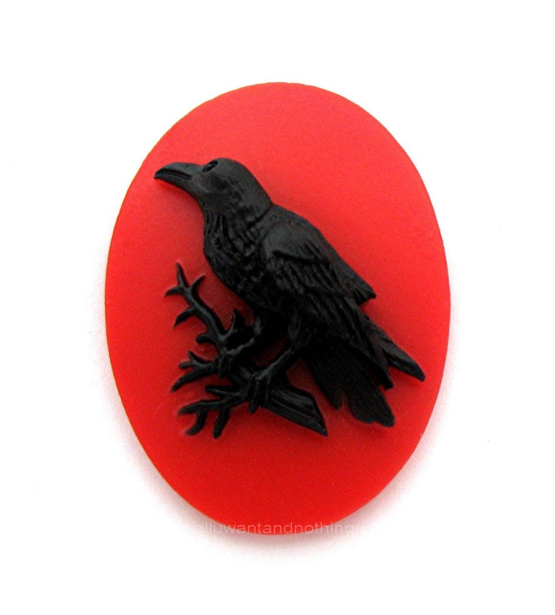 2 Goth Black on Blood Red Crow Raven Blackbird Black Bird Witch Wiccan ...