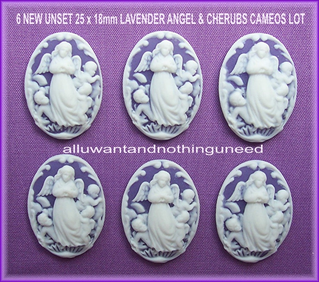 6 Christian Religious ROCOCO GUARDIAN ANGEL and 4 Cherubs Cameos 25mm X ...