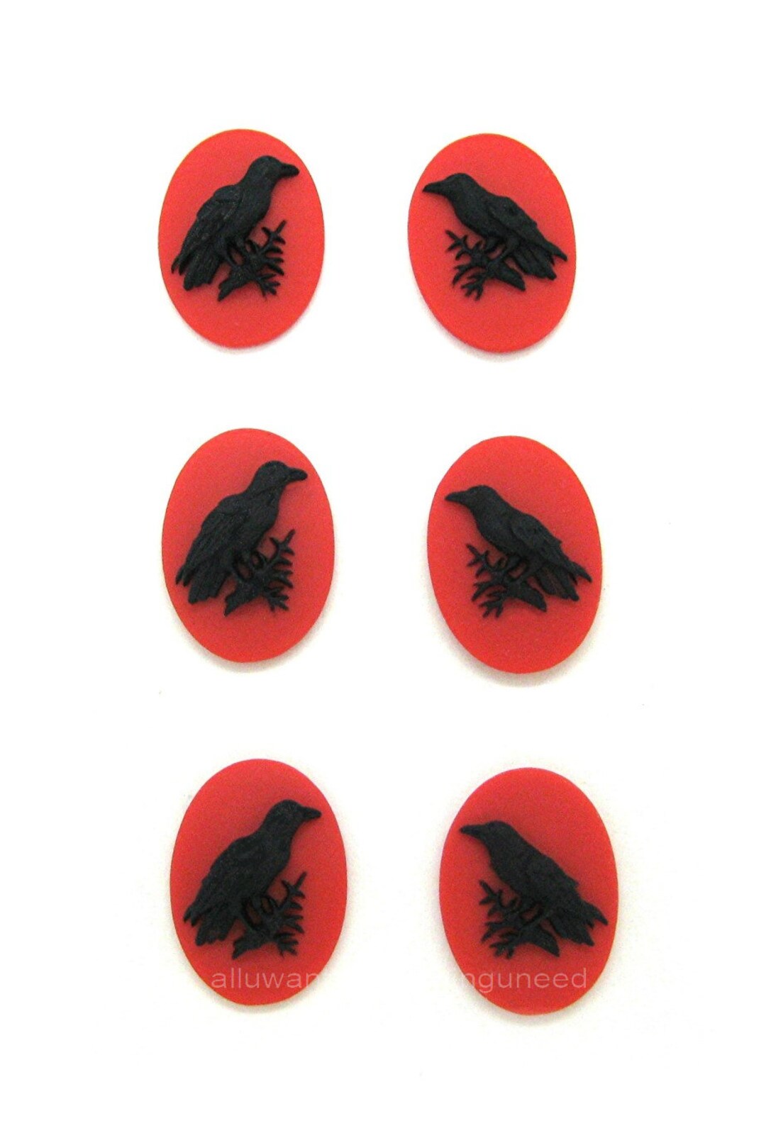3 Matching Pairs Black on Blood Red Crow Raven Blackbird Black Bird ...